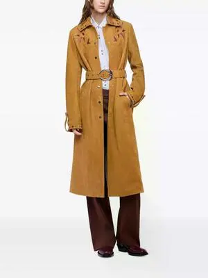 Rabanne Suede Trench Coat - Brown