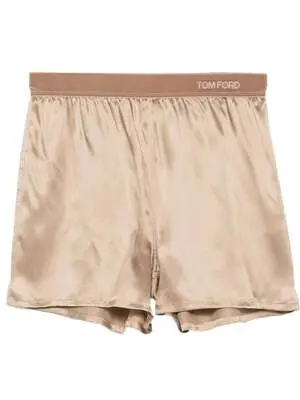 TOM FORD Logo-waistband Silk Shorts - Multicolor