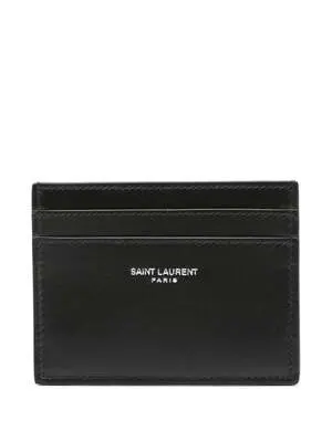 Saint Laurent Porta Carte Di Credito In Pelle Gramma De Poudre - Black