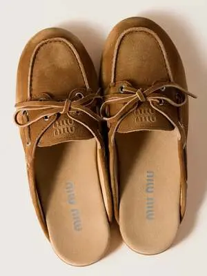 Miu Miu Leather Mules - Brown
