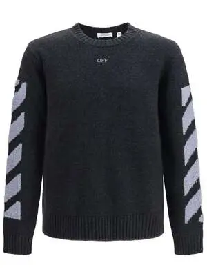 Off-White Diag Fuzzy Knit Crewneck - Gray