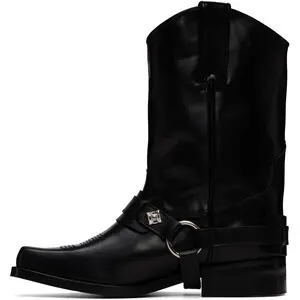 TOGA VIRILIS Embroidered Leather Boots With Buckle Detailing