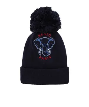 Kenzo Logo Embroidered Beanie - Navy Blue