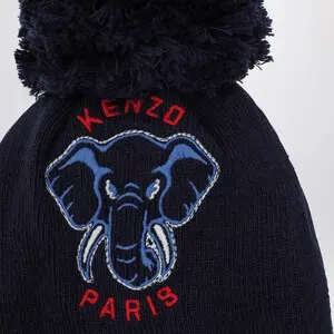 Kenzo Logo Embroidered Beanie - Navy Blue