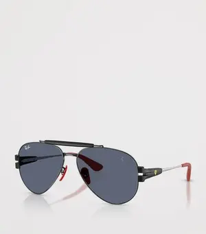 Ray-ban Scuderia Ferrari Collection Aviator Sunglasses - Black