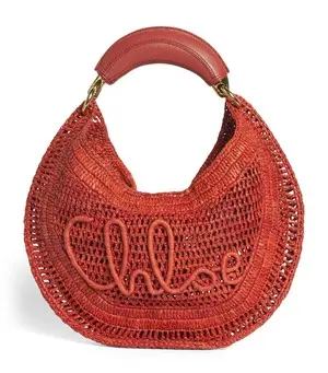 Chloé Raffia Summer Banana Shoulder Bag - Brown