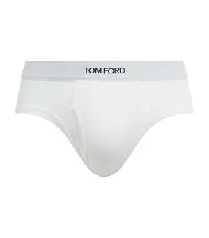 TOM FORD Stretch-cotton Logo Briefs - White