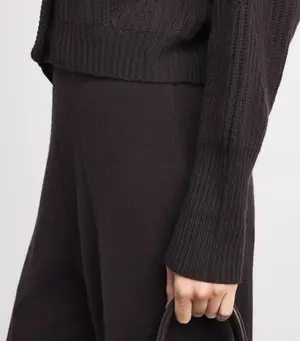 Le Kasha Organic Cashmere Cropped Cardigan With V-neck - Purple