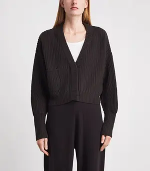 Le Kasha Organic Cashmere Cropped Cardigan With V-neck - Purple