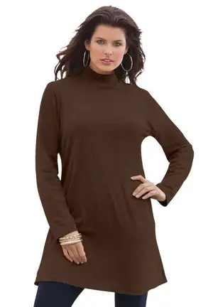 Roaman's Mockneck Tunic - Chocolate