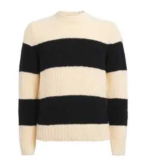 Moncler Wool-blend Stripe Crew Neck Sweater