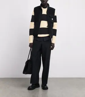 Moncler Wool-blend Stripe Crew Neck Sweater