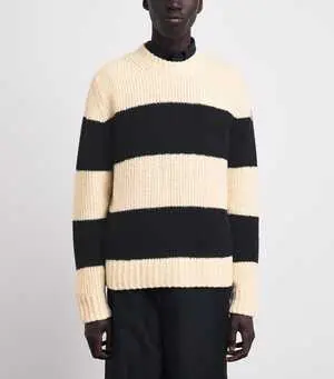 Moncler Wool-blend Stripe Crew Neck Sweater