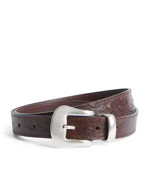 MOLEBO Embossed Leather Western Belt - Brown
