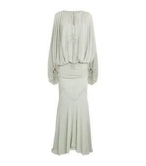 DE LA VALI Chiffon Eulalia Maxi Dress - Green
