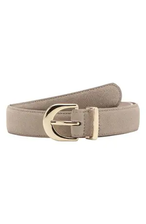 Mango Oval Buckle Suede Belt - Sand