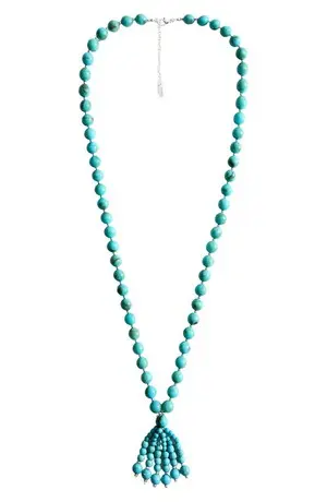 Mango Beaded Tassel Necklace - Turquoise