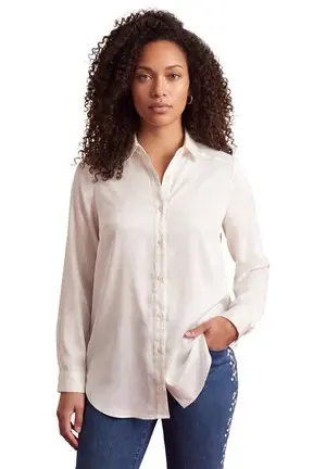 Roaman's Kate Satin Blouse - Ivory