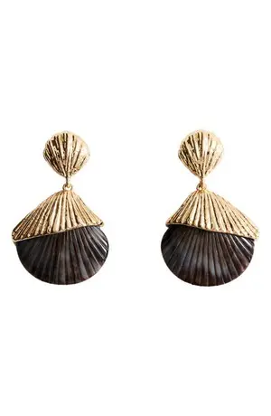Mango Shell Drop Earrings - Gold