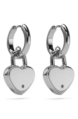 Marc Jacobs Heart Padlock Huggie Hoop Earrings - Silver