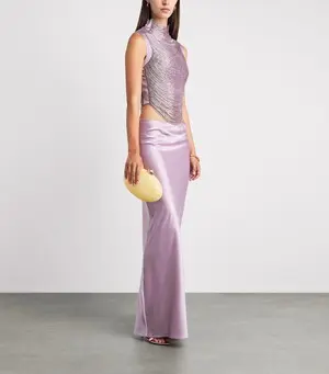 Cult Gaia Silk Chantel Maxi Skirt - Green