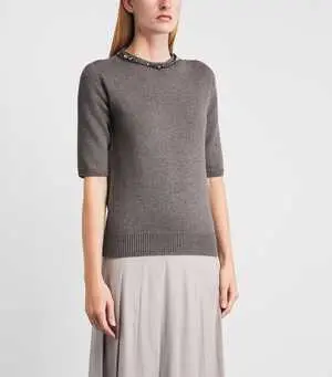 Fabiana Filippi Virgin Wool-silk-cashmere Embellished Sweater