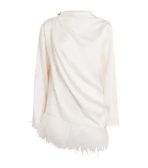 Fabiana Filippi Feather-trimmed Draped Satin Top