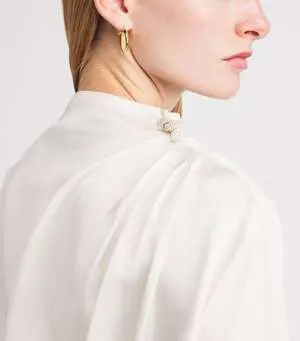 Fabiana Filippi Feather-trimmed Draped Satin Top