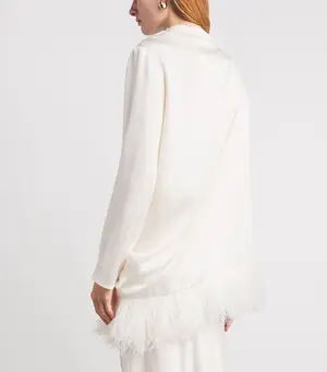 Fabiana Filippi Feather-trimmed Draped Satin Top