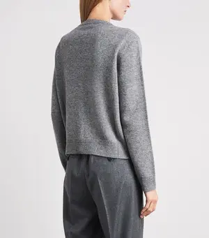 Fabiana Filippi Virgin Wool-silk-cashmere Cardigan With Rhinestone Embellishment - Grey