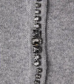Fabiana Filippi Virgin Wool-silk-cashmere Cardigan With Rhinestone Embellishment - Grey