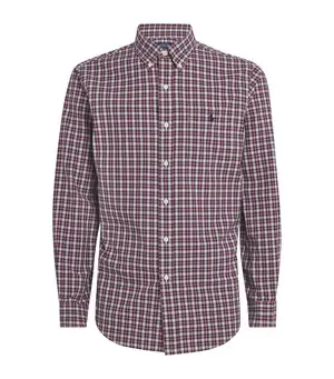 Polo Ralph Lauren Cotton Check Polo Pony Custom Fit Shirt - Red