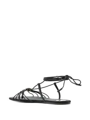 Saint Laurent Babylone Flat Sandals With Ankle Straps