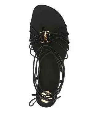 Saint Laurent Babylone Flat Sandals With Ankle Straps