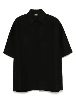 Fendi Linen Ff Jacquard Oversize Shirt - Black