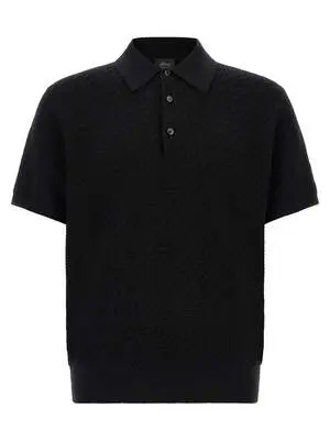 Brioni Trama' Weaving Polo - Black