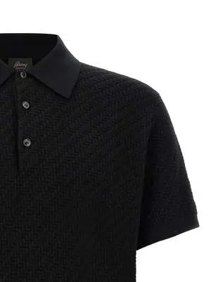 Brioni Trama' Weaving Polo - Black