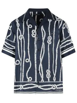 Dolce & Gabbana Corde' Navy Silk Shirt - Blue