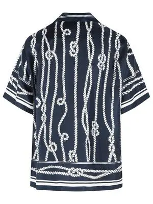 Dolce & Gabbana Corde' Navy Silk Shirt - Blue