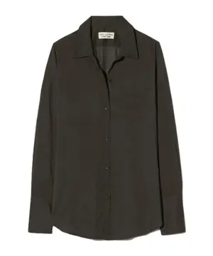 NILI LOTAN Lapel Collar Shirt With Long Sleeves And Rounded Hem