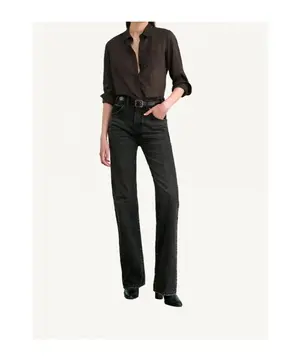 NILI LOTAN Lapel Collar Shirt With Long Sleeves And Rounded Hem