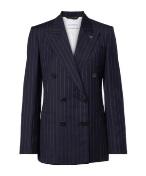Givenchy Pinstripe Double-breasted Wool Blazer - Black