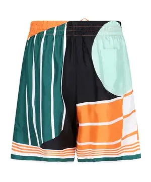 Casablanca Court Pattern Printed Drawstring Shorts