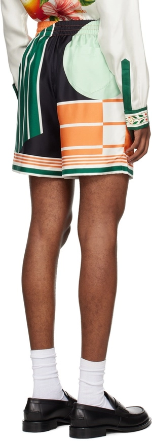 Casablanca Court Pattern Printed Drawstring Shorts