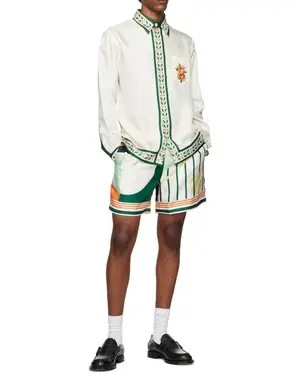 Casablanca Court Pattern Printed Drawstring Shorts