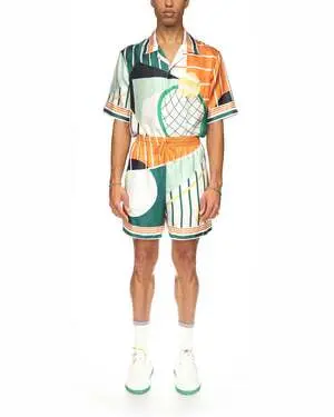 Casablanca Court Pattern Printed Drawstring Shorts