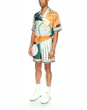 Casablanca Court Pattern Printed Drawstring Shorts
