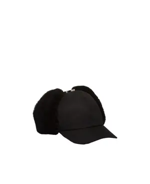 Prada Re-nylon And Shearling Hat - Black