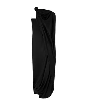 Celine Cape Dress In Silk Twill - Black