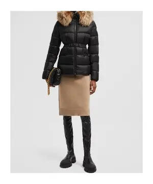 Moncler Boed Short Down Jacket With Removable Fur Trim